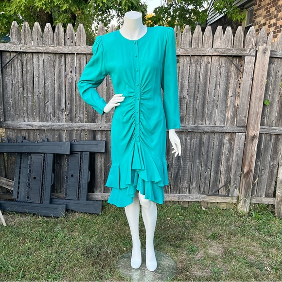 jonathan martin | Dresses | Vintage 8s Bluegreen Jonathan Martin Button ...